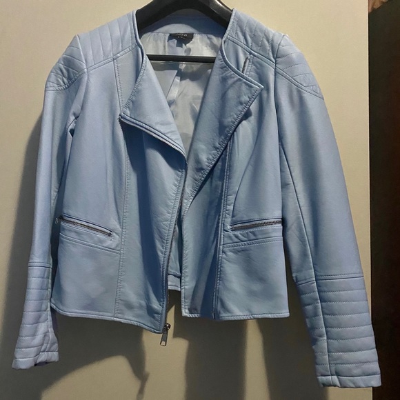 Jackets & Coats | Baby Blue Leather Jacket | Poshmark